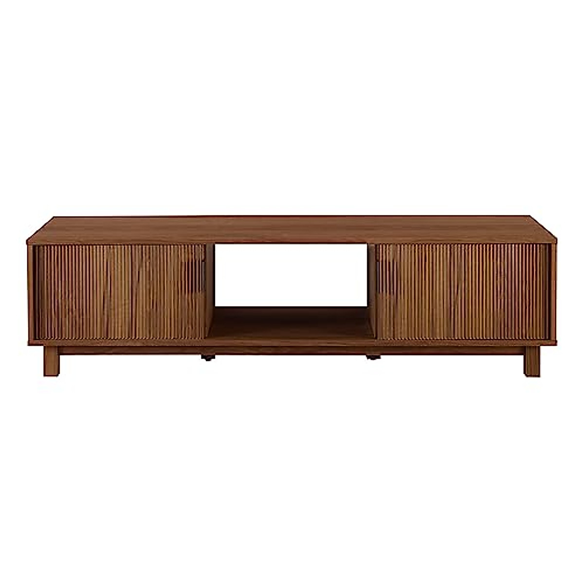 Walker Edison Walton Modern Fluted-Door Low Stand for TVs up to 65 Inches, 58 Inch, Mocha