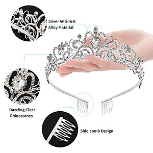 5 Pack Silver Crystal Tiara Crowns For Women Girls Princess Elegant Crown with Combs Women's Headbands Bridal Wedding Prom Birthday Party Headbands for Women