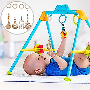 LUOZZY 4Pcs Hanging Rattle Toys Wooden Baby Crib Toys Newborn Car Seats Stroller Toys Creative Present - Khaki