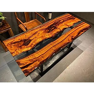 Personalized LARGE EPOXY TABLE, Resin Dining Table for 2, 4, 6, 8 River Dining Table Top, Wood Epoxy Coffee Table Top, Living Room Table (without Stand, 24 x 12inches)