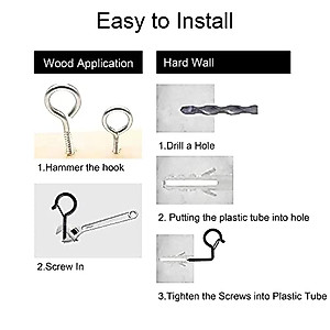 Screw Hooks, Screw in Hooks for Outdoor String Lights 24 Pack, Q-Hanger Stucco Hooks Hanging Outdoor Wire and Party, Metal Christmas Plants Hook, Black