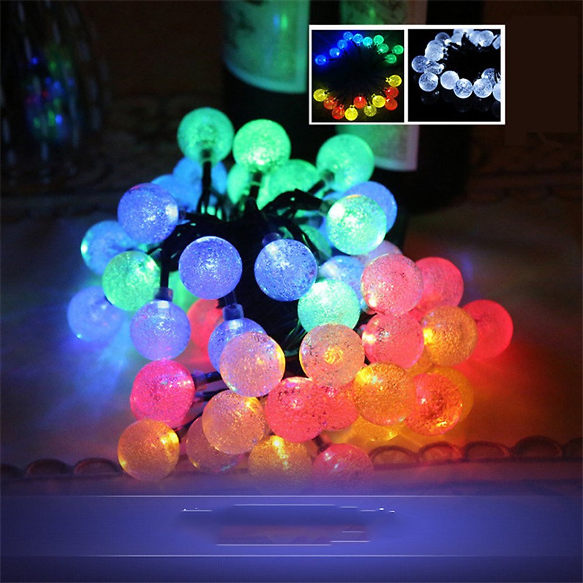 2 pack Solar String Lights Solar Fairy Christmas String Lights Crystal golobe ball Flower Garden LED Lights Waterproof Lamp Decorative Lighting for Home, Garden, Party, Festival Holiday Decorations