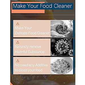 BCRTO Vegetable and Fruit Cleaner Machine, Aquapur Water-Proof Fruit Cleaning Device with OH-ion Purification Technology 250min Working time and Wireless Charging, for Cleaning Fruit, Grain,Meat