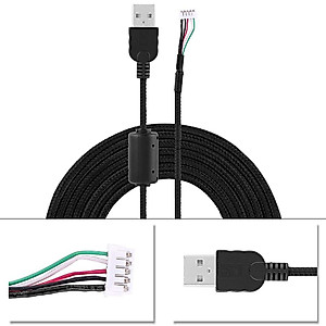 Mouse Cable, Fast Transmission USB Line Wire Cable Replacement Repair Accessories for Logitech G500s Game Mouse,2 Meters Black