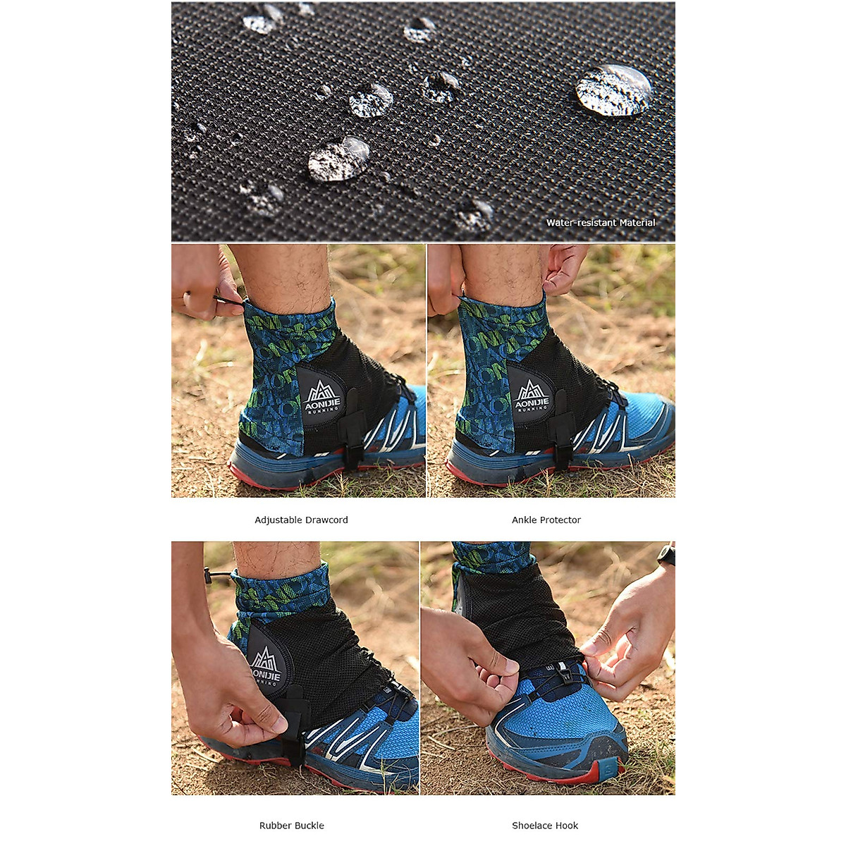 Keep outdoor 1 Pair Low Trail Running Gaiters Sandproof Ankle Gaiters Lightweight Protective Reflective Shoe Covers for Hiking Walking Marathon