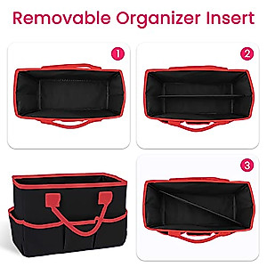 Godery Desktop File Folder Tote and Stock Organize, Fundamentals Art Organizer Storage Craft Tote Bag for Office Desk Organize, Make-up Storage Tote with Handles for Travel or Daily Use, Black