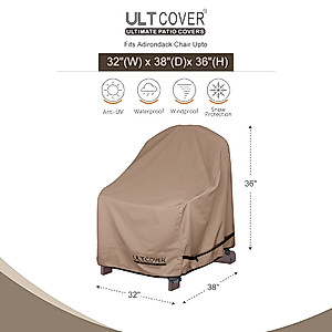 ULTCOVER Waterproof Patio Adirondack Chair Cover 2 Pack for Outdoor Chair Size Upto 32W x 38D x 36H inch