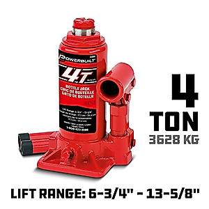Powerbuilt Heavy Duty 4-Ton Bottle Jack, 8000-Pound Capacity Hydraulic Car Lift, Vehicles, Trucks, Red 640905