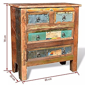 MAXCBD Nightstand Bedside Table Drawer Cabinet Reclaimed Cabinet Solid Wood with 4 Drawers Cabinet with 4 Drawers Offers You Storage Space Storage Tower Dresser