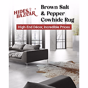 HIDES BAZAAR Cow Rugs for Living Room & Office Premium Salt and Pepper Rug Cowhide Rug - Brown & White Cowskin Rugs Made from Genuine Cowhide Leather - Cow Hide Rugs 6x8 ft