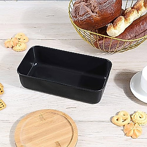 Herogo Non-Stick Loaf Pan, 9 x 5 Inch Stainless Steel Meatloaf Baking Pan for Baking Bread Meatloaf Brownie Lasagna, Black Rectangle Bread Loaf Pan for Homemade Bread, Oven Safe