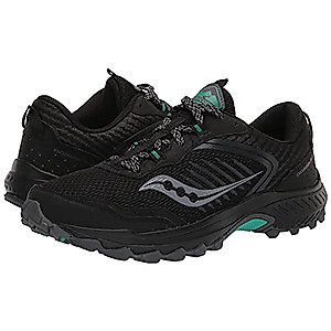 Saucony Women's Excursion TR15 Trail Running Shoe, Black/Jade, 8.5 Wide