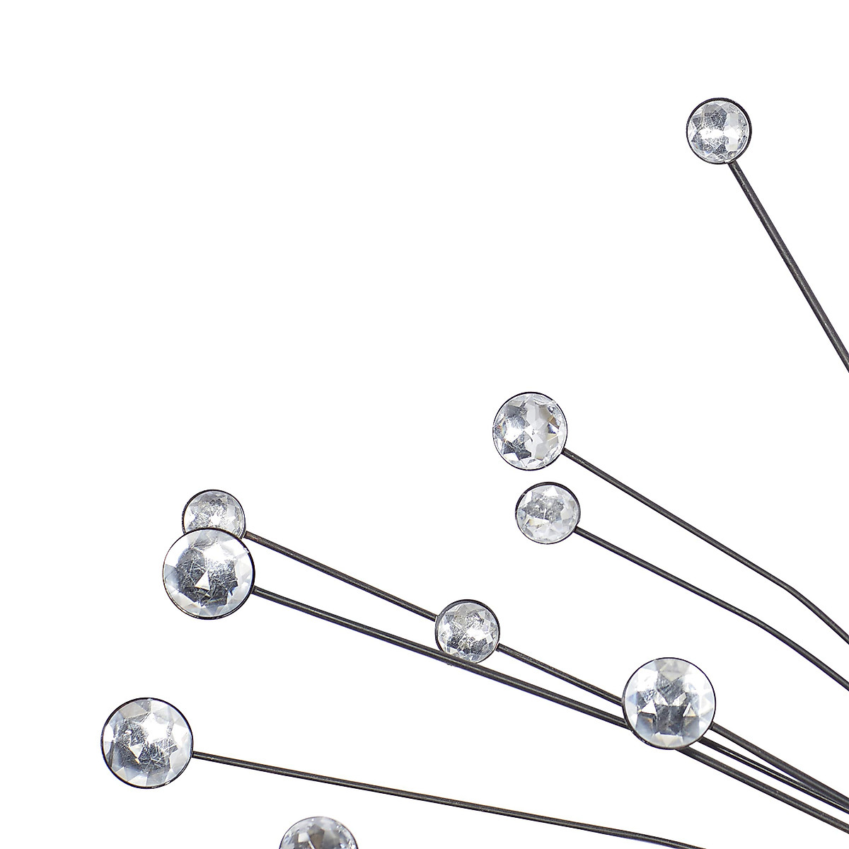 Deco 79 Metal Sunburst Wall Decor with Crystal Embellishment, Set of 3 16", 20", 24"W, Black