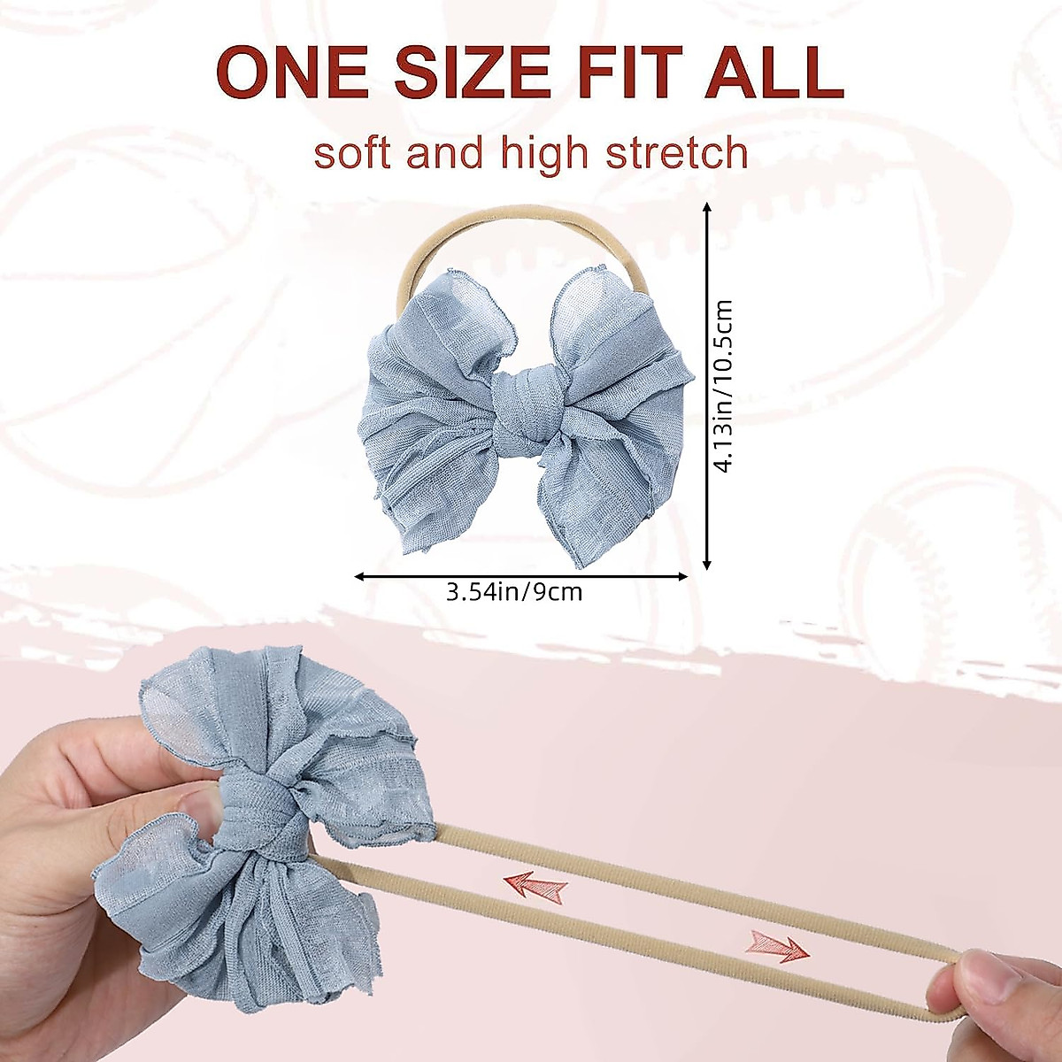 QIAOYIBEI 10PCS Baby Girls Headbands Soft Nylon Elastics Headbands Lace Mini Bows Hairbands Hair Accessories for Girls Infants Toddlers Child