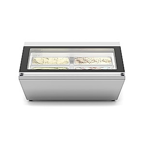 KoolMore KM-CGD-8HP 31 in. Countertop Ice Cream Display case with 4 Pans and Glass Sneeze Guard in Stainless-Steel