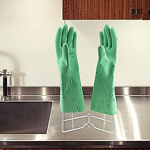 LEKUSHA Kitchen Gloves Drying Rack, SUS 304 Stainless Steel Dish Gloves Holder, Dry Cleaning Gloves Out from Inside and Outside, Space-Saving Dishwashing Gloves Stand,Silver