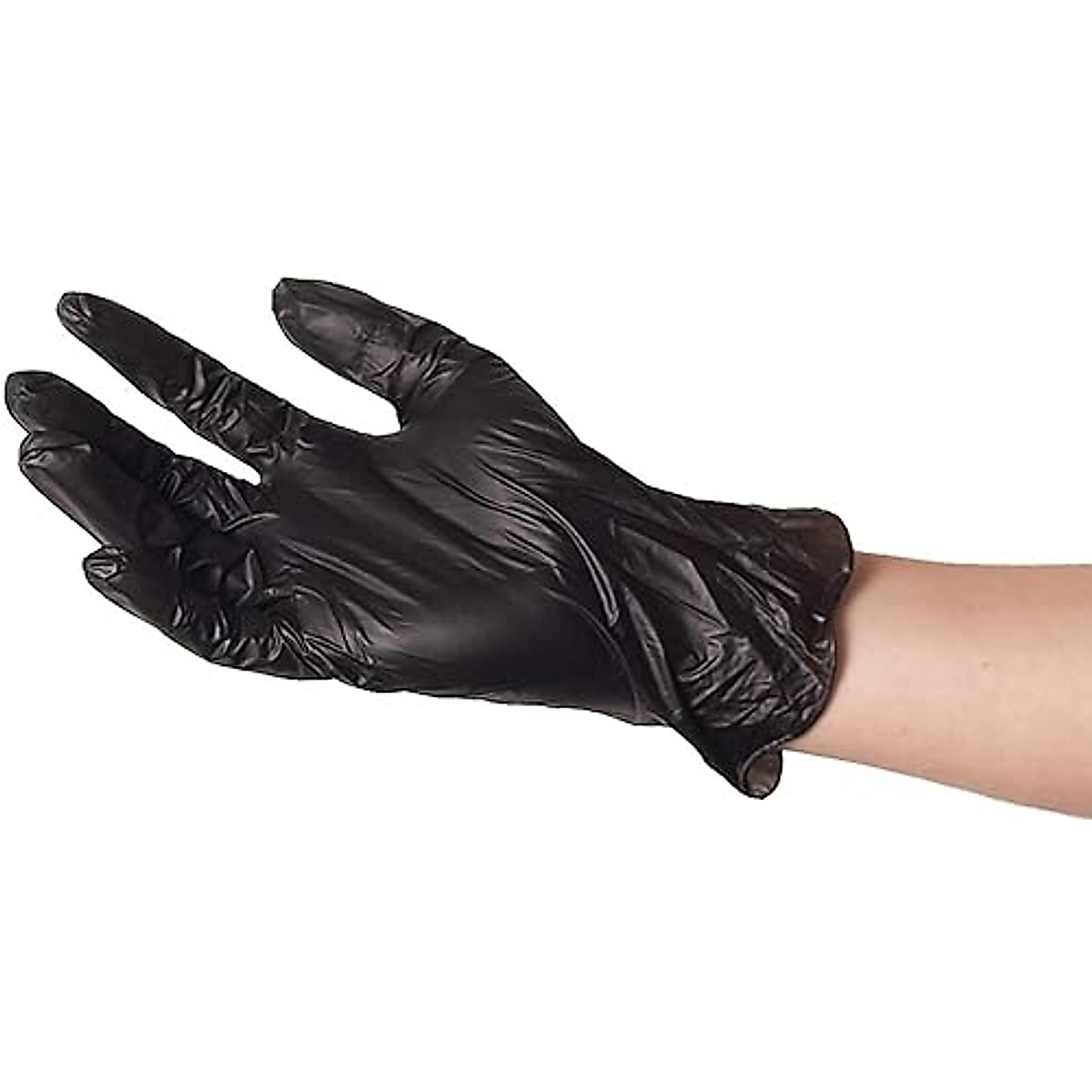 ForPro Disposable Vinyl Gloves, Black, Industrial Grade, Powder-Free, Latex-Free, Non-Sterile, Food Safe, 2.75 Mil. Palm, 3.9 Mil. Fingers, Large, 100-Count