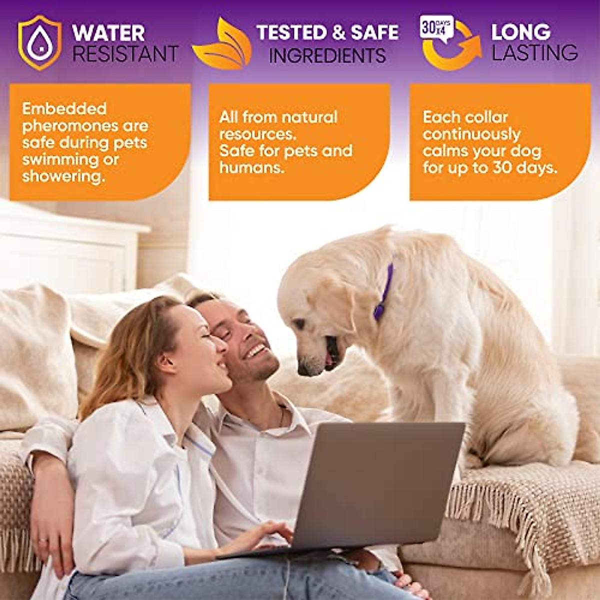 4 Pack Calming Collar for Dogs, All New Pheromone Anti-Loose Dog Calm Collar, Separation Anxiety Relief for Dogs, Reduce Dog's Anxiety and Stress