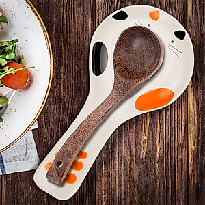 Cat Spoon Rest,Cute Spoon Holder for Stove Top,Spoon Rest Ceramic for Kitchen Counter (Color)