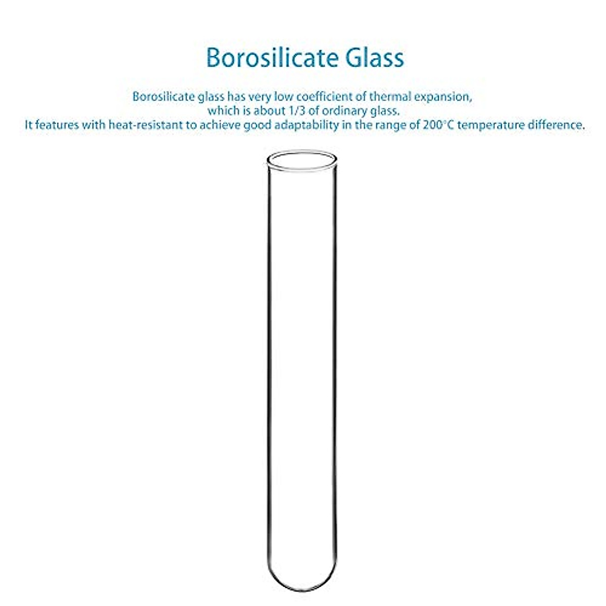 StonyLab Borosilicate Glass Round Bottom Test Tubes, 15mm OD X 100mm Length (Pack of 30)