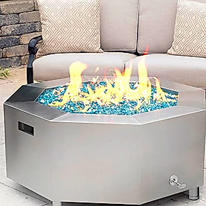 GasSaf 1/2 Inch Fire Glass Reflective Tempered Fireglass Cut Crushed FireGlass for Fire Pit, Fireplace and fire Pit Table (10 Pound)(Crystal Ice Reflective)