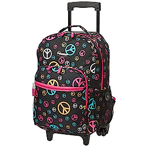 Rockland Double Handle Rolling Backpack, Peace, 17-Inch