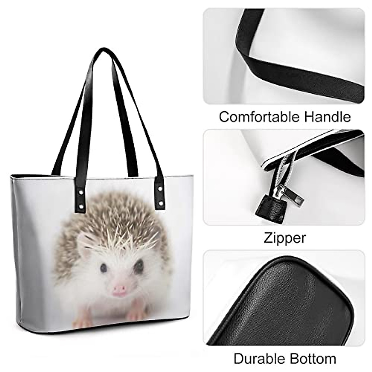 Womens Handbag Hedgehog Leather Tote Bag Top Handle Satchel Bags For Lady