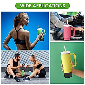 Elevate 2 Pcs Silicone Boot for Stanley Quencher 40oz, 30oz Tumbler with Handle and Stanley IceFlow 20oz, Anti-Slip Protective Water Bottle Bottom Cover for Hydro Sport Flask Bottle 12oz-24oz (Black)
