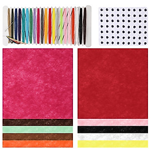 10PCS Felt Fabric Sheets Craft Kit, 6"X6" Assorted Color Squares Felt Fabric Sheet, 1mm Thick Non-woven Patchwork Material with Sewing Kit, Stiff Felt Sheets for School Projects, Decoration(15 x 15cm)