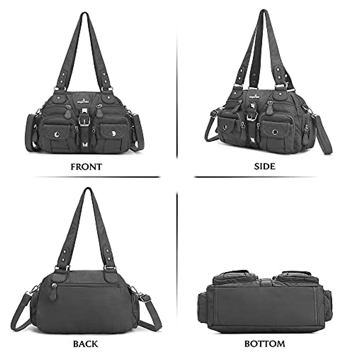 Angel Kiss Hobo Crossbody Purses for Women Shoulder Bag Multipocket Soft Hobo Purses Removable Strap Leather Handbags