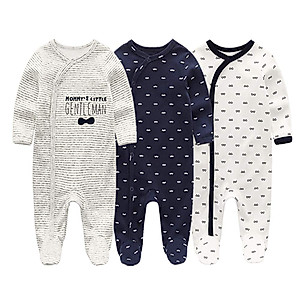 Newborn Baby Boy Girl Cotton Bodysuit Long Sleeve Jumpsuit 3-Pack Outfits Clothes Long Sleeve Baby Bodysuit