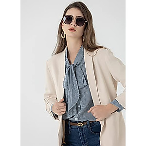 Beninos Womens Casual 3/4 Folding Sleeve Boyfriend Blazer Jacket with No Button (808 Khaki, XL)