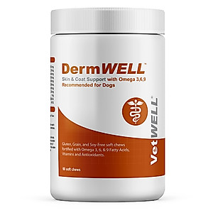 VetWELL Omega 3 Supplement for Dogs with Antarctic Krill Oil, Astaxanthin, Omega 3 6 9, EPA, DHA for Amazing Skin and Coat (60 Count)