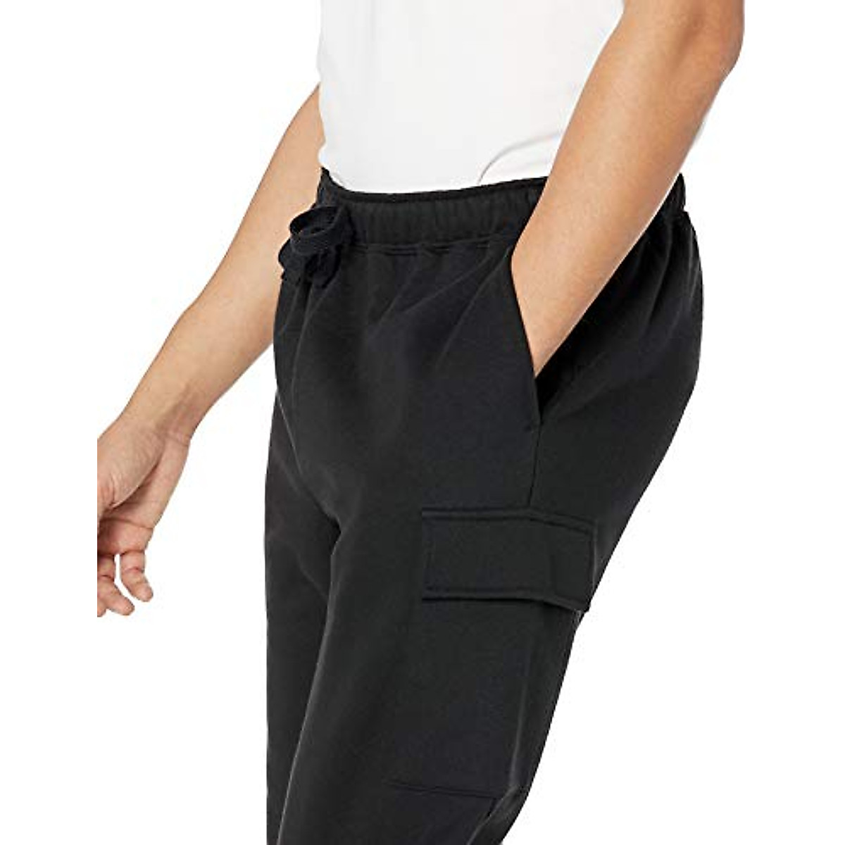 Amazon Essentials Cargo Sweatpants for Men - Fleece Jogger, Black, X-Large