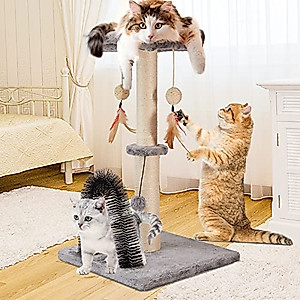 Cat Scratching Post, WHDPETS Cat Scratchers with Arch Self Groomer and Platform for Indoor Cats, Cat Claw Scratch Posts with Sisal Rope and Balls for Kitten Kitty Play