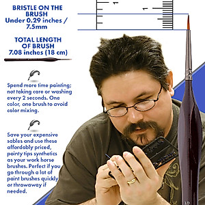 Small Paint Brush Miniature Brushes. Fine Tip Series 4pc 000 Paintbrushes Set for Art Watercolor Acrylics Oil - Model Craft Warhammer Airplane Kits Nail Paint by Numbers Micro Detail Hobby Painting