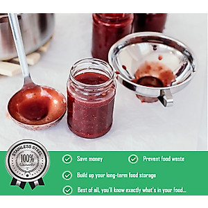 Canning Supplies Starter Kit, Stainless Steel Canning Set Tools: Rack, Ladle, Measuring Spoons, Funnel, Tongs, Jar Lifter, Lid Lifter & Accessories for Canner/Pot, Beginner, Home Canning Kit - Black