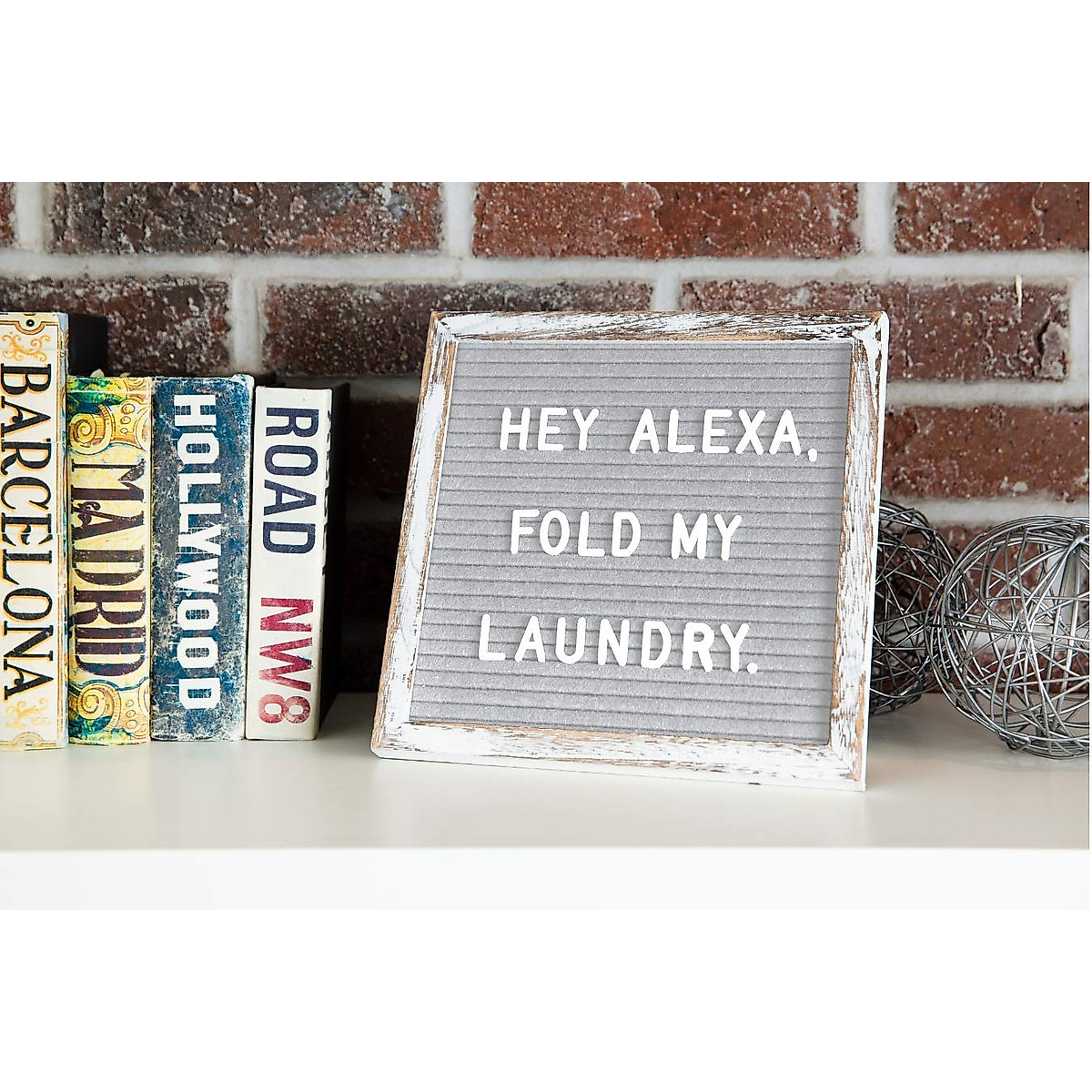Letter Board 10x10 Rustic Gray | +690 PRE-Cut Letters +Stand +Upgraded Wooden Sorting Tray | Farmhouse Felt Letterboard with Cursive Words, Letter Boards, Word Board, Message Board, Changeable Sign