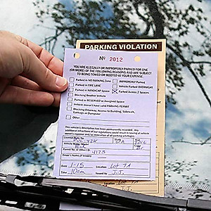 SmartSign NCR 2-Part Perforated Numbered Parking Warning Ticket | 3.75" x 6.25" Manila Tag with Adhesive Strips, Pack of 50