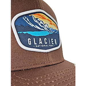 Glacier Trucker Hat w/National Park Woven Patch (Brown/Tan)