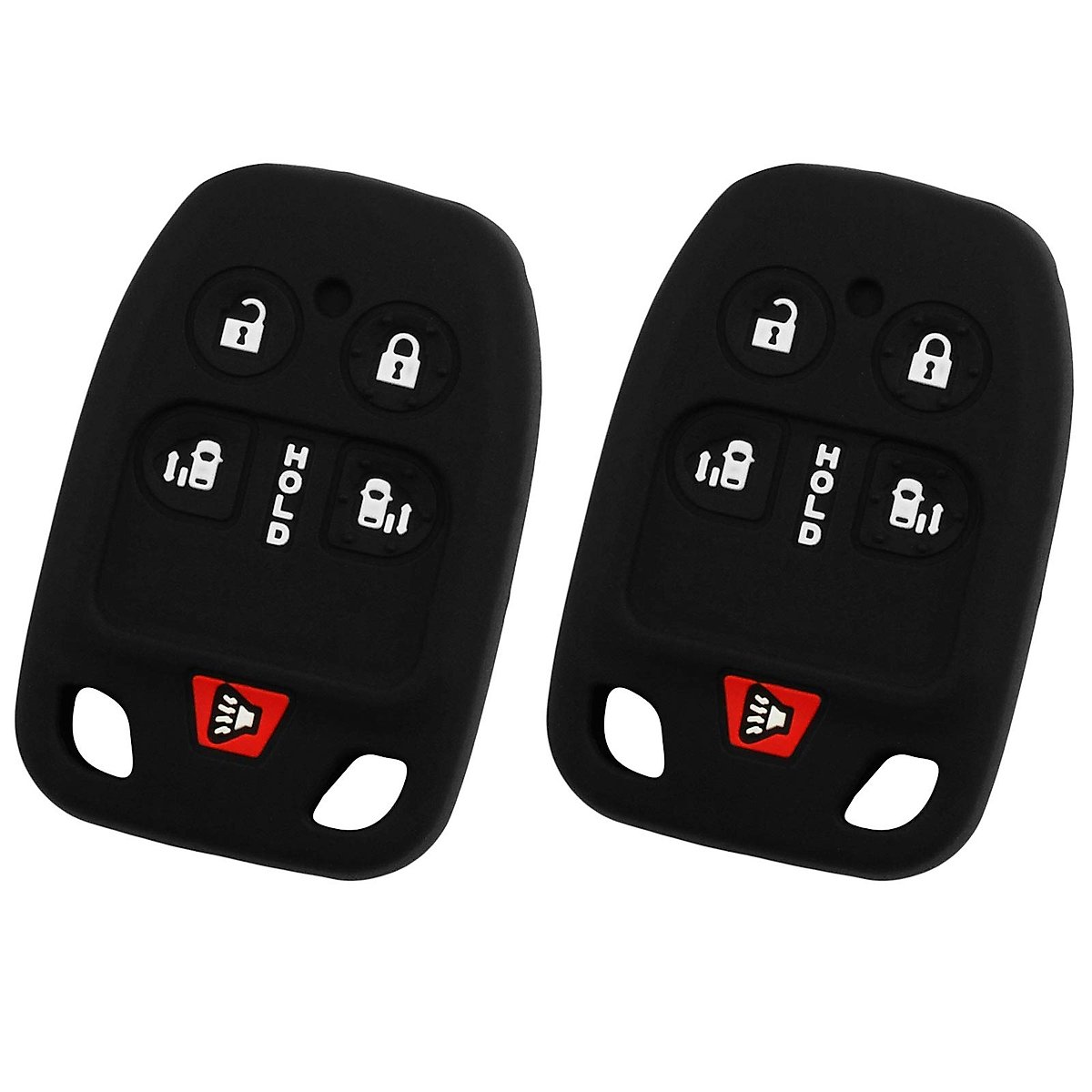 KeyGuardz Keyless Remote Car Key Fob Outer Shell Cover Soft Rubber Case 5 Button for Honda Odyssey N5F-A04TAA (Pack of 2)