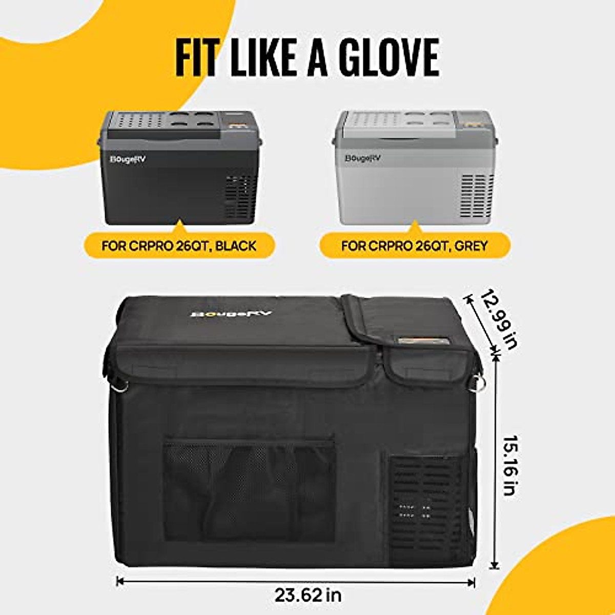 BougeRV CRPRO 26 Quart Insulated Protective Cover, 12 Volt Portable Car Refrigerator Carrying Case Only for CRPRO 26 Quart Refrigerator (Refrigerator NOT Included)