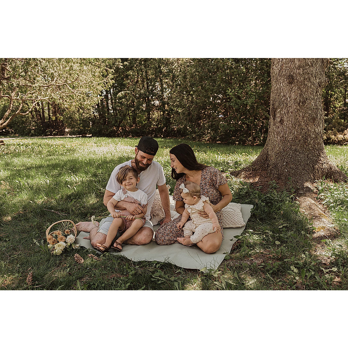 Uniklook Vegan Leather Mat Multipurpose Playmat Kids Infant Picnic Blanket - Waterproof Baby Splat mat for High Chair Sand Proof Beach Blanket Indoor Outdoor (Sage+Dawn Blue)