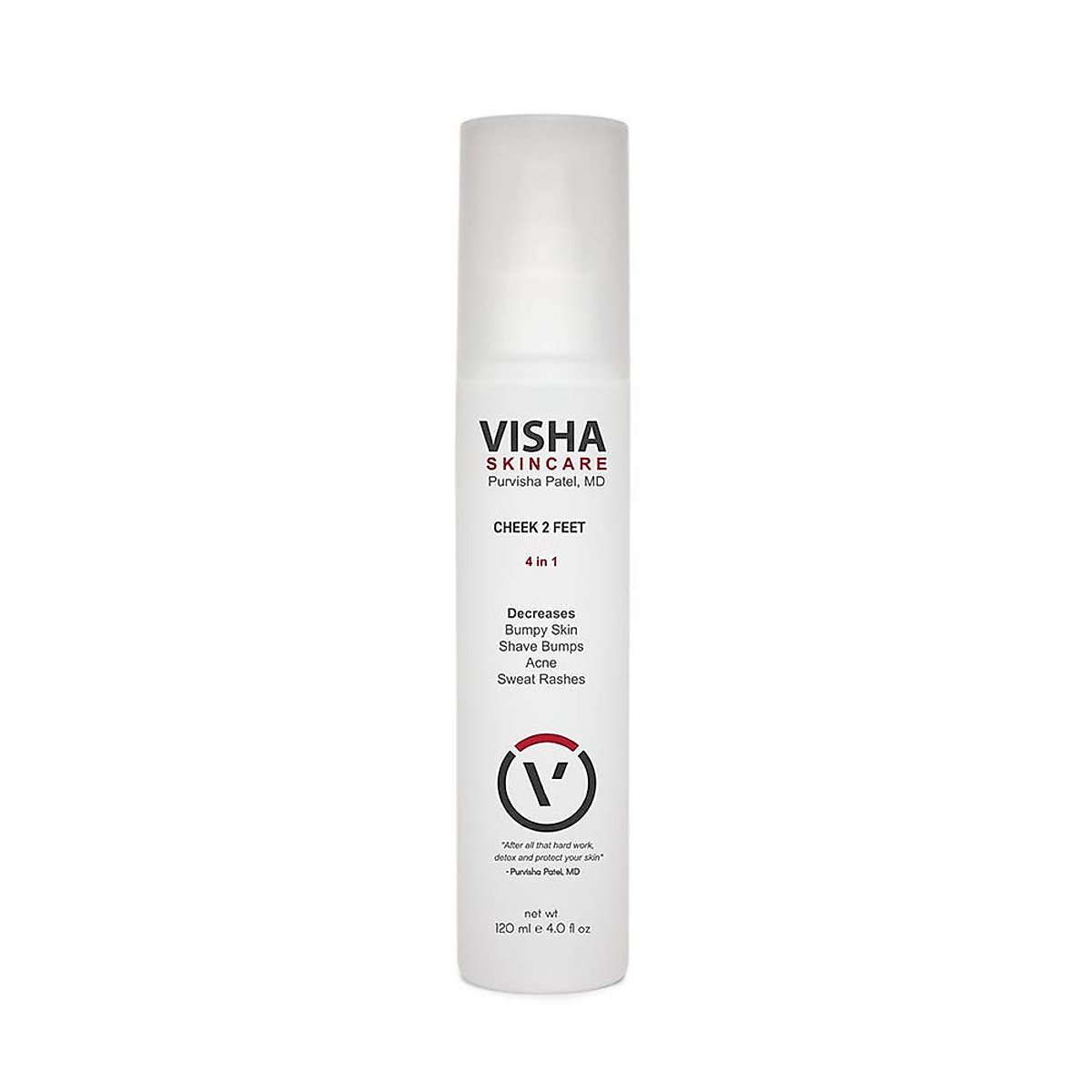 Visha Skincare Cheek 2 Feet 4 in 1 Body Spray for Men and Women, Decreases Bumpy Skin and Shave Bumps, Blemishes and Sweat Rashes, Aluminum Free Deodorizing Mist for Daily Use and After Workout 4fl oz