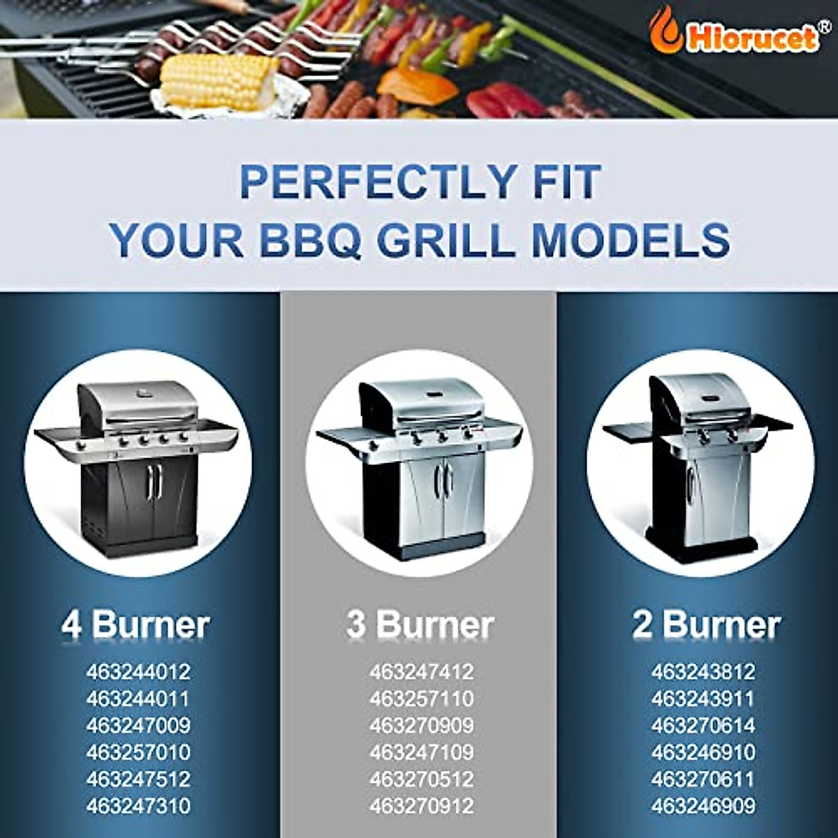 Yiming Grill Replacement Parts for Charbroil 463244011, 463247310, 463243812, 463257010, 463247009, 463257110, 463270614, 463247109 Gas Grills, Pipe Burner, Heat Plate, Carryover Tube, Igniters.