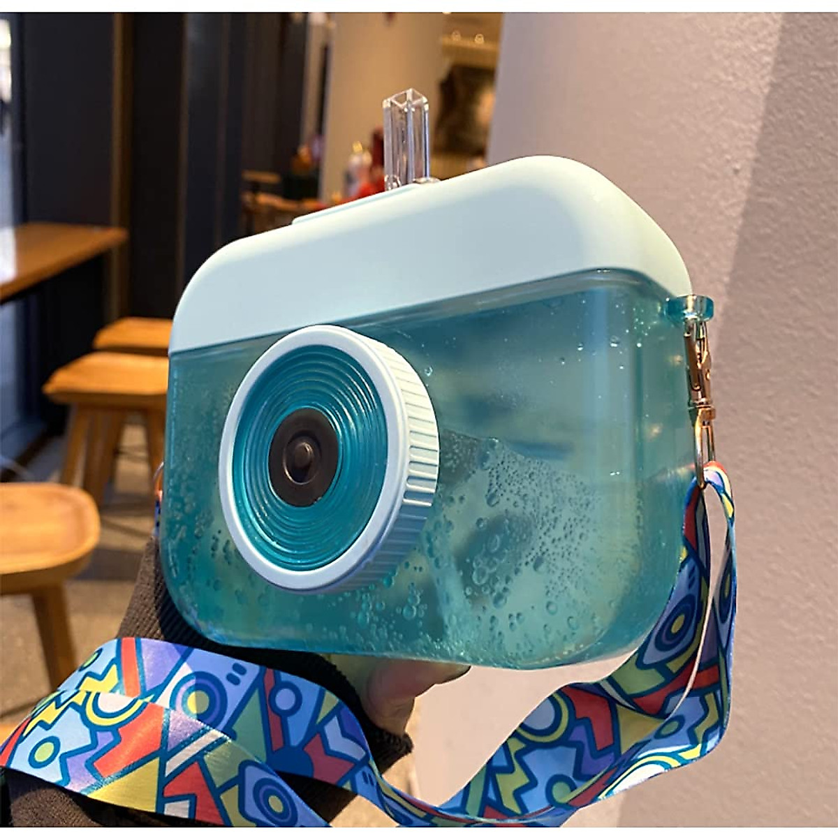 Cute Water Bottles with Straws, Creative Kawaii Camera-Shaped Straw Cups, Kawaii Water Leak Proof Bottles, BPA-Free Water Cup for Adult Kids Outdoor Camping Sports Travel, Gifts from Daughter and Son