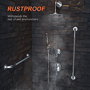 Satin Brushed Nickel Shower Grab Bars 24 Inch w/Anti-Slip knurled Grip, iMomwee Stainless Steel Wall Mount Bathroom Safety Balance Handrail, Handicap Elderly Senior Assist Textured Grab Bar Handle