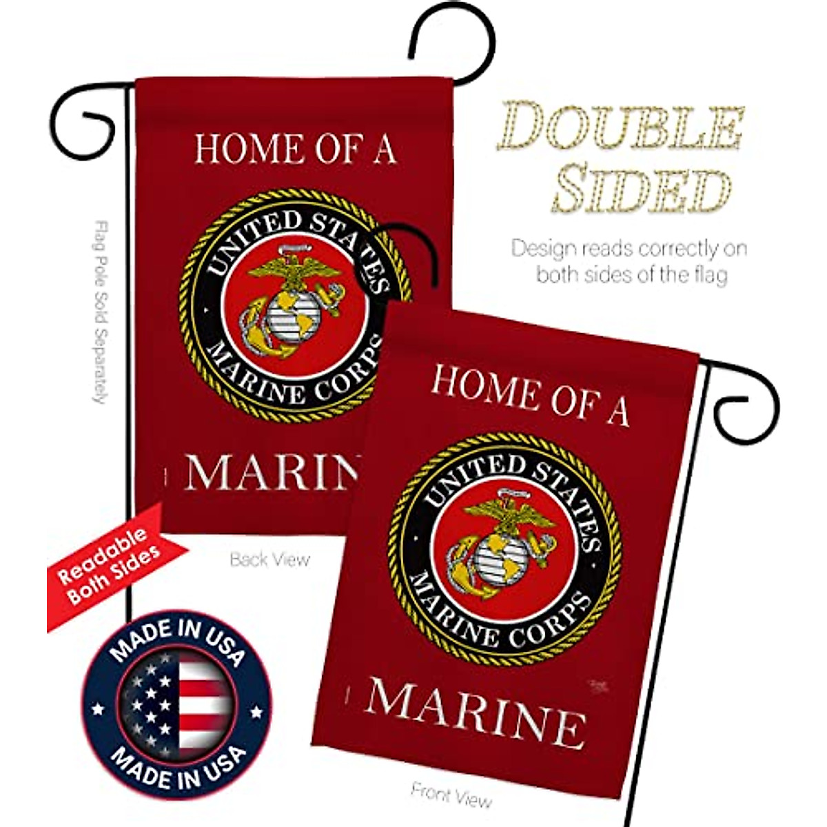 Home of Marine Corps Garden Flag Wall Decor Armed Forces USMC Semper Fi Tapestry Official United State American Military Memorabilia Banner Remembrance Retire Outdoor Yard Memorial Veteran Gifts Made In USA