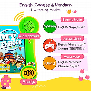 ZEENKIND Chinese English Learning Sound Book for Kids 2 3 4 5 6 Years Old, 160 Words to Learn in Chinese Mandarin Pinyin, Interactive Audio Talking Book, Educational Bilingual Toys for Toddlers