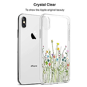 Unov Case Compatible with iPhone Xs Max Case Clear with Design Slim Protective Soft TPU Bumper Embossed Pattern Protective 6.5 Inch (Flower Bouquet)
